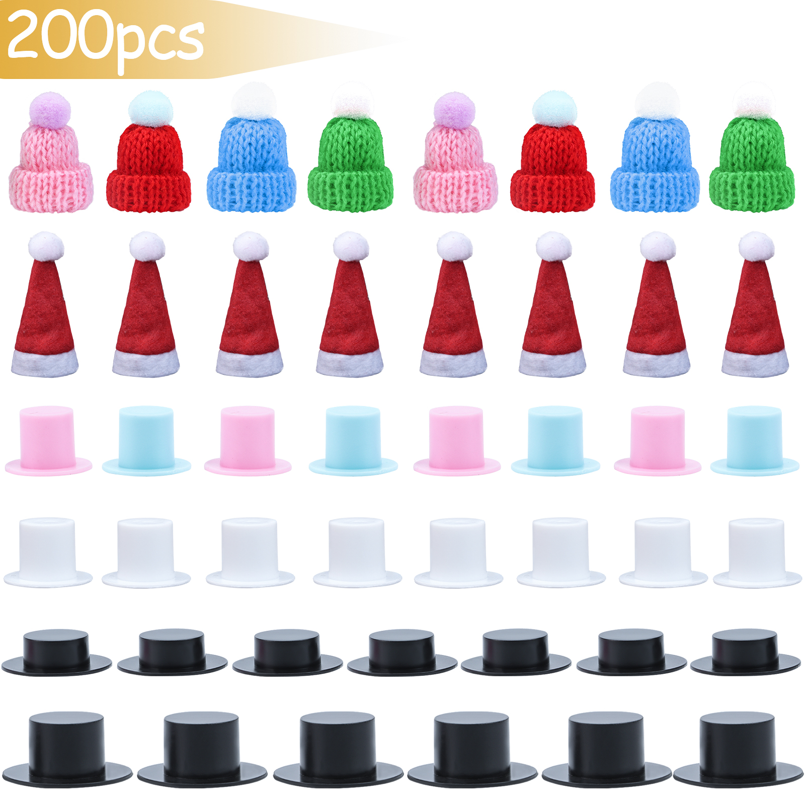 200 pièces mini chapeau en tricot de Noël