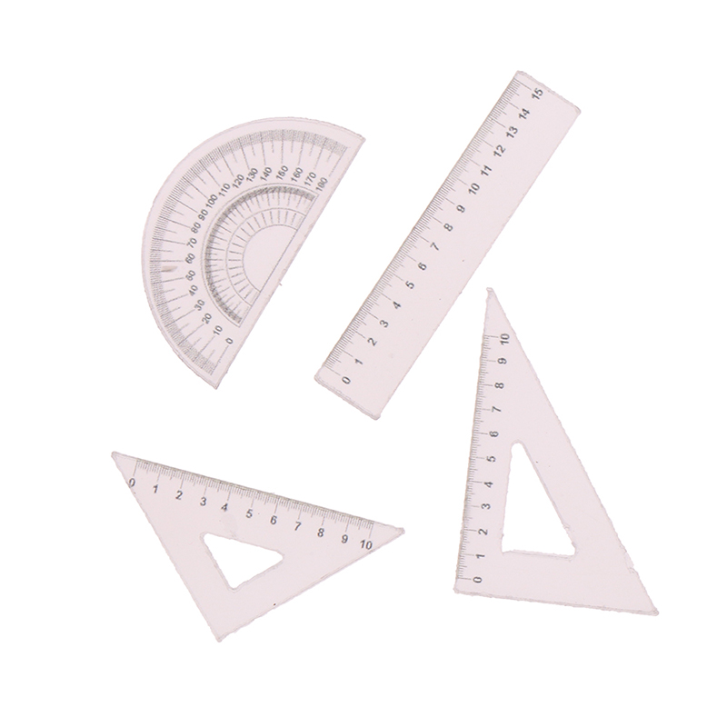 4Pcs 1:12 Dollhouse Miniature Ruler Set Learning Drawing Simulation ...