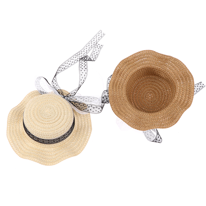 1PCS 1/6 New Handmade Style Lace Straw Hat for Doll Decor Accessories Toys Pe