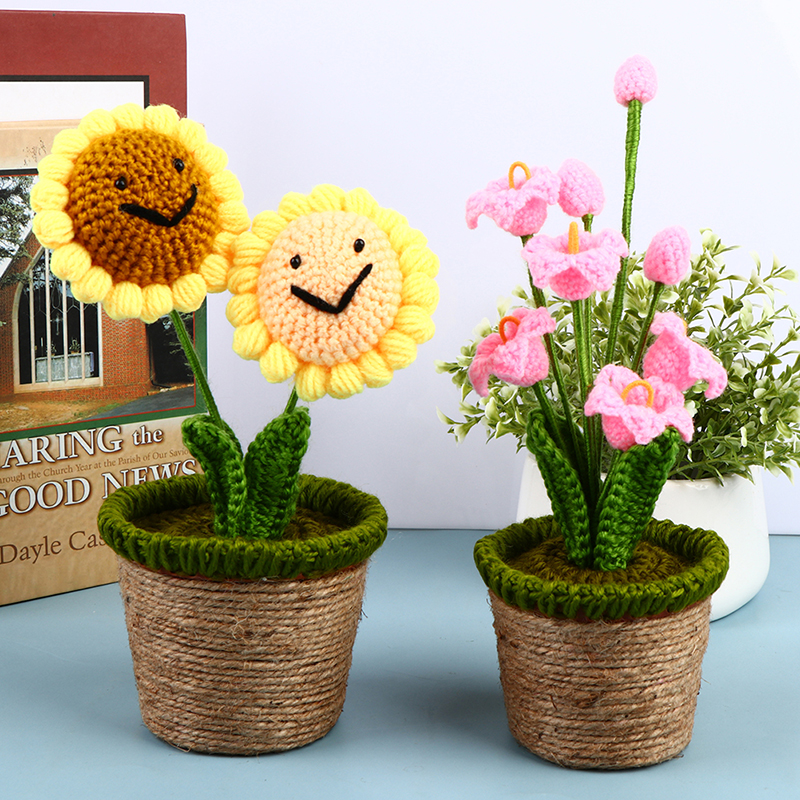 Handmade Simulation Sunflower Rose Flowers Plush Plants Home Bedroom Decorati Pe