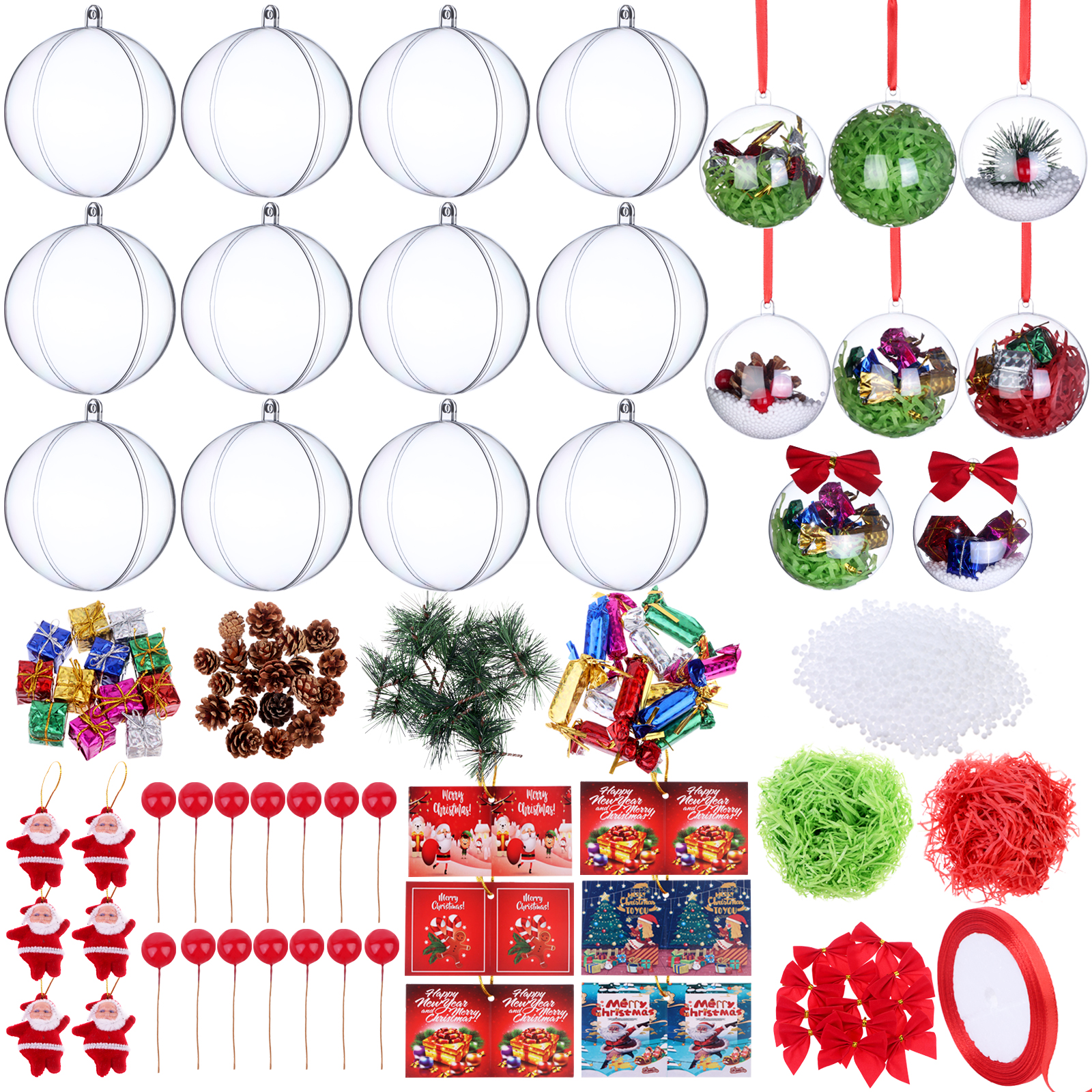 20 PCS100mm Boules d'ornements de Noël à remplissage à remplissage