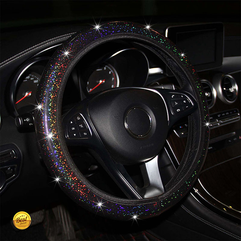 Universal Car Steering Wheel Cover PU Rhinestones Crystal Steering Wheel Case ba