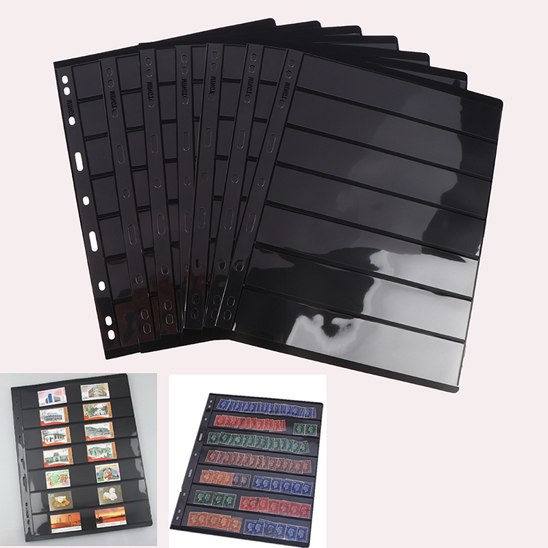 10Pcs 7 Grid Postage Stamp Album Pages Coin Collection Stamps Holder loose-l H❤W