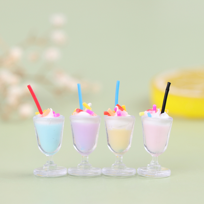 4pcs/lot Dollhouse Miniature Mini Drink Ice Cream Cup Model Pretend ...