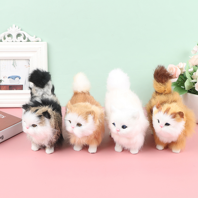 Rabbit hair Plush Cat Toys Kids Plush Stuffed Cat Doll Baby Toy Gift home Dec Pe