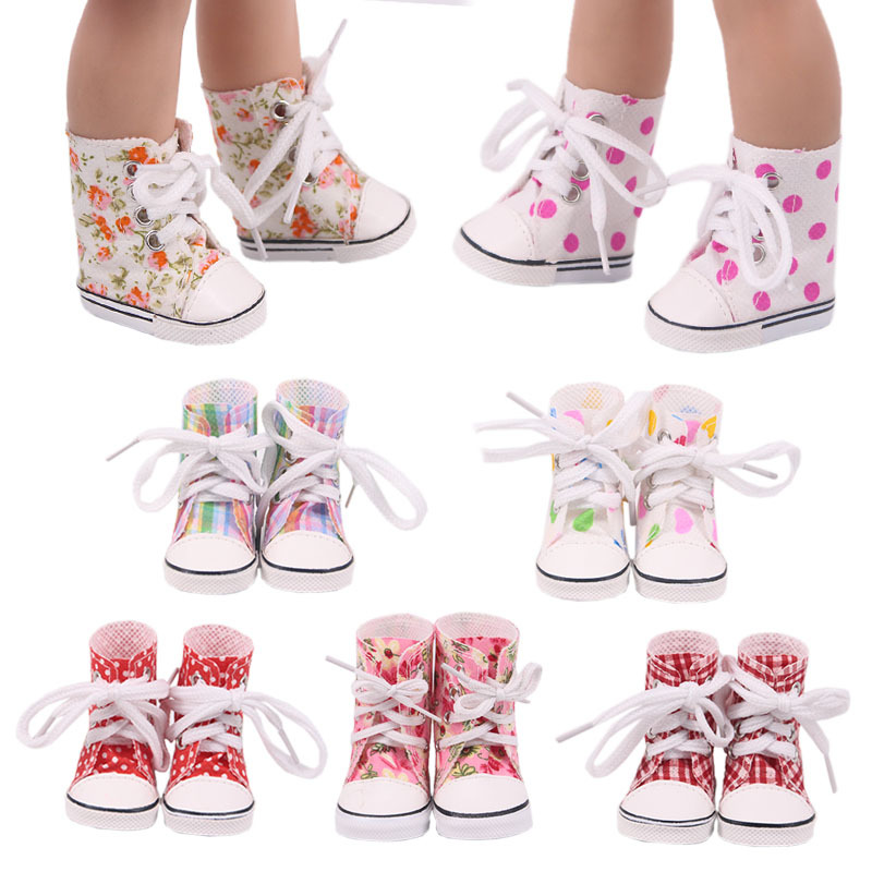 Cute 5cm Doll Shoes For 14.5 Inch Dolls Handmade Fashion High Boots Canvas Sh Pe