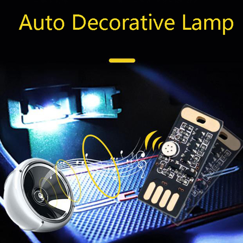 Auto Decorative Lamp Car Styling Touch and Sound Control RGB Music Rythm Light