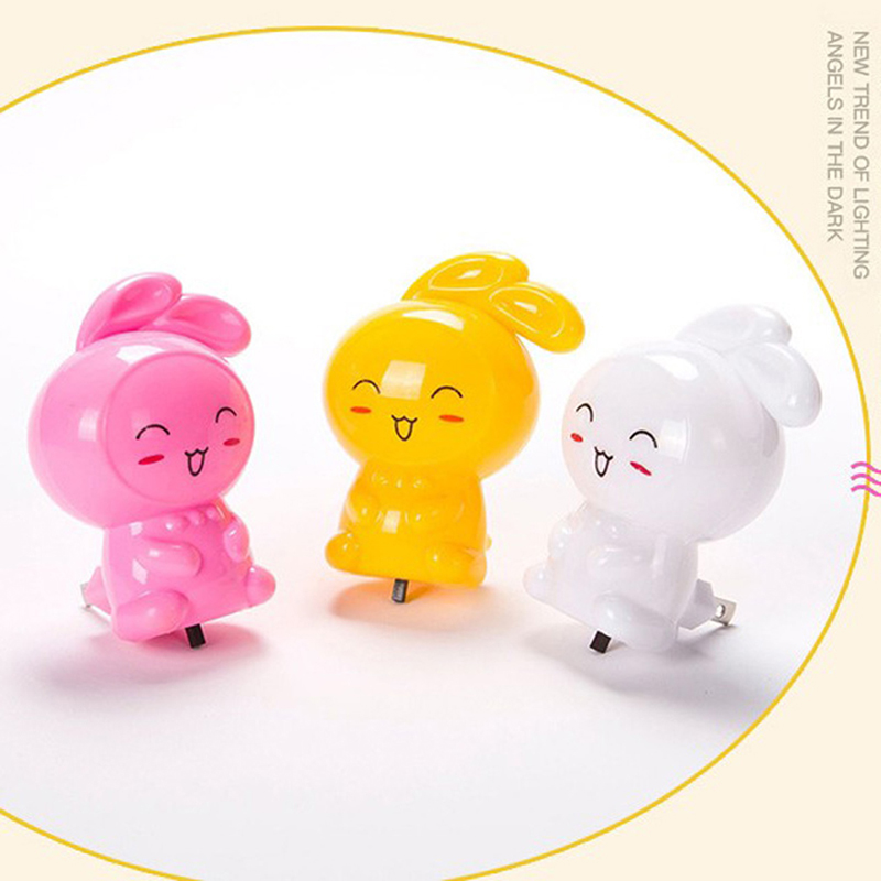 Cute LED cartoon rabbit night light switch wall lamp bedside lamp for ...