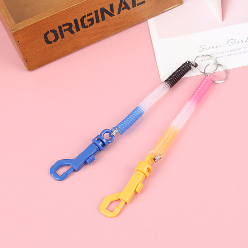 Key Holder Keyring Gifts Plastic Retractable Spring Coil Spiral Stretch CAGAH Th