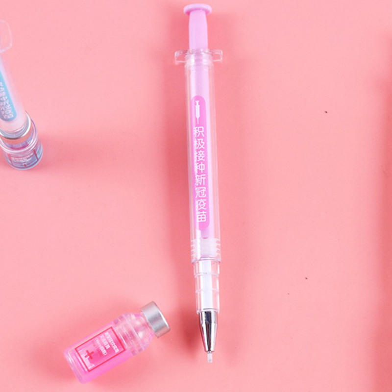 2PC New Push-Pull Simulation Syringe Shape Office Learning Pen Neutral Signature