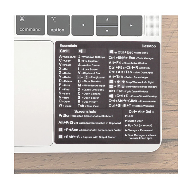 WINDOWS PC REFERENCE Keyboard Shortcut Sticker Adhesive for PC Laptop ...