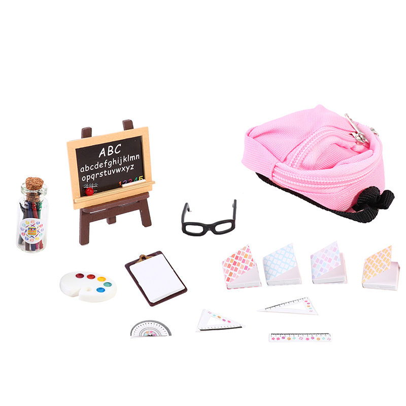 14Pcs School supplies Doll Accessories for Dollhouse Best Gift Toy for Girl Doll