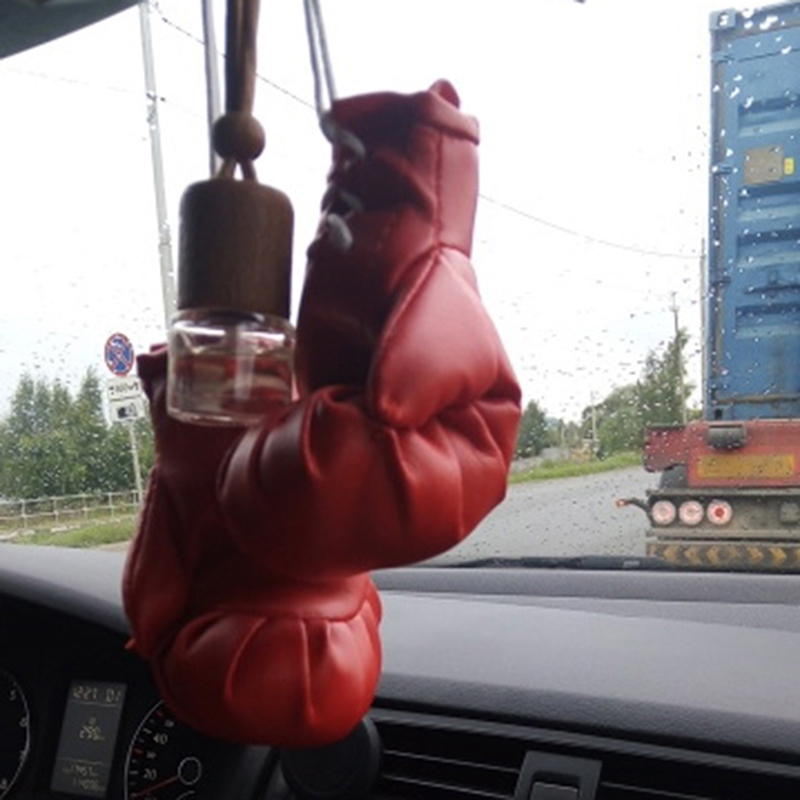1 Pair Car Boxing Gloves Hanging Mirror Leather Pendant in Car Interior ...