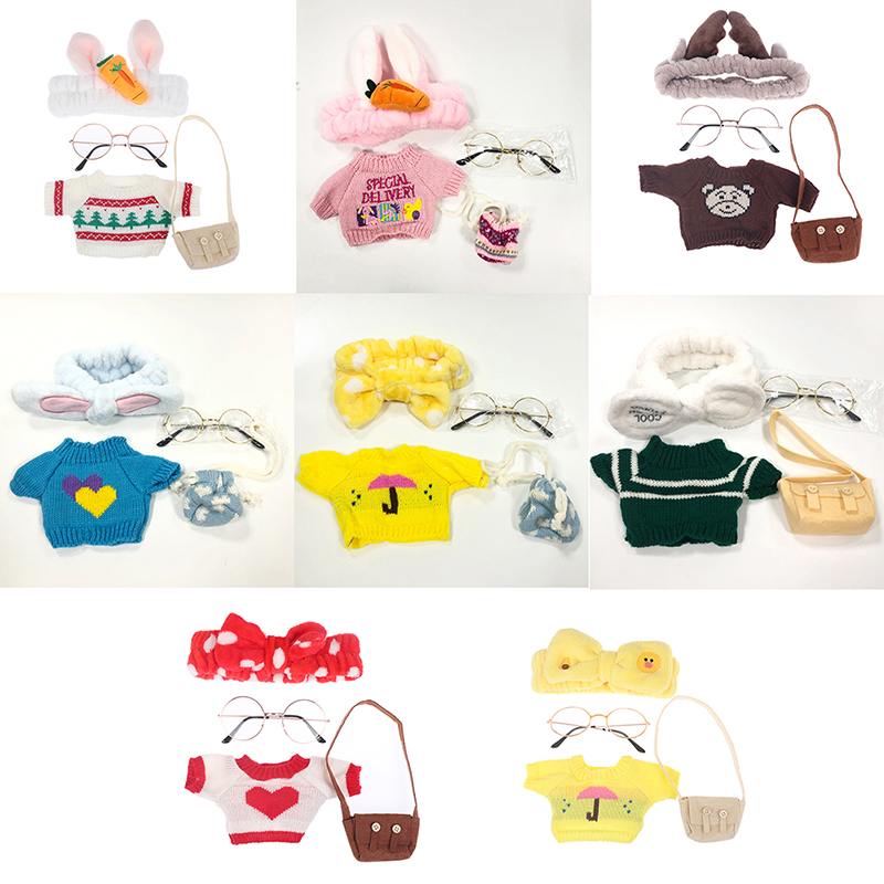 4Pcs/set 30cm Duck Toy Clothes Sweater Bags Glasses Headband Dolls Accessorie Pe