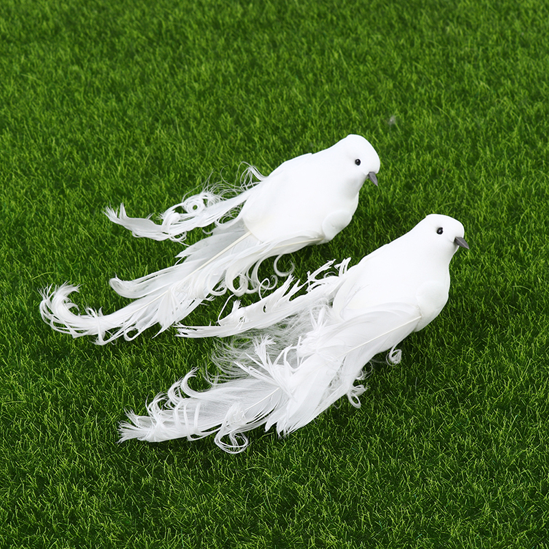 White Birds Artificial Foam Feather Doves Craft Birds Mini Decorative ...