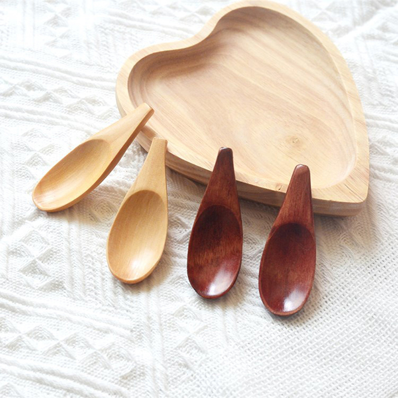 5pcs 7x2,5 cm en bois mini-thé à thé cuillère de sucre condiments scoop scoop