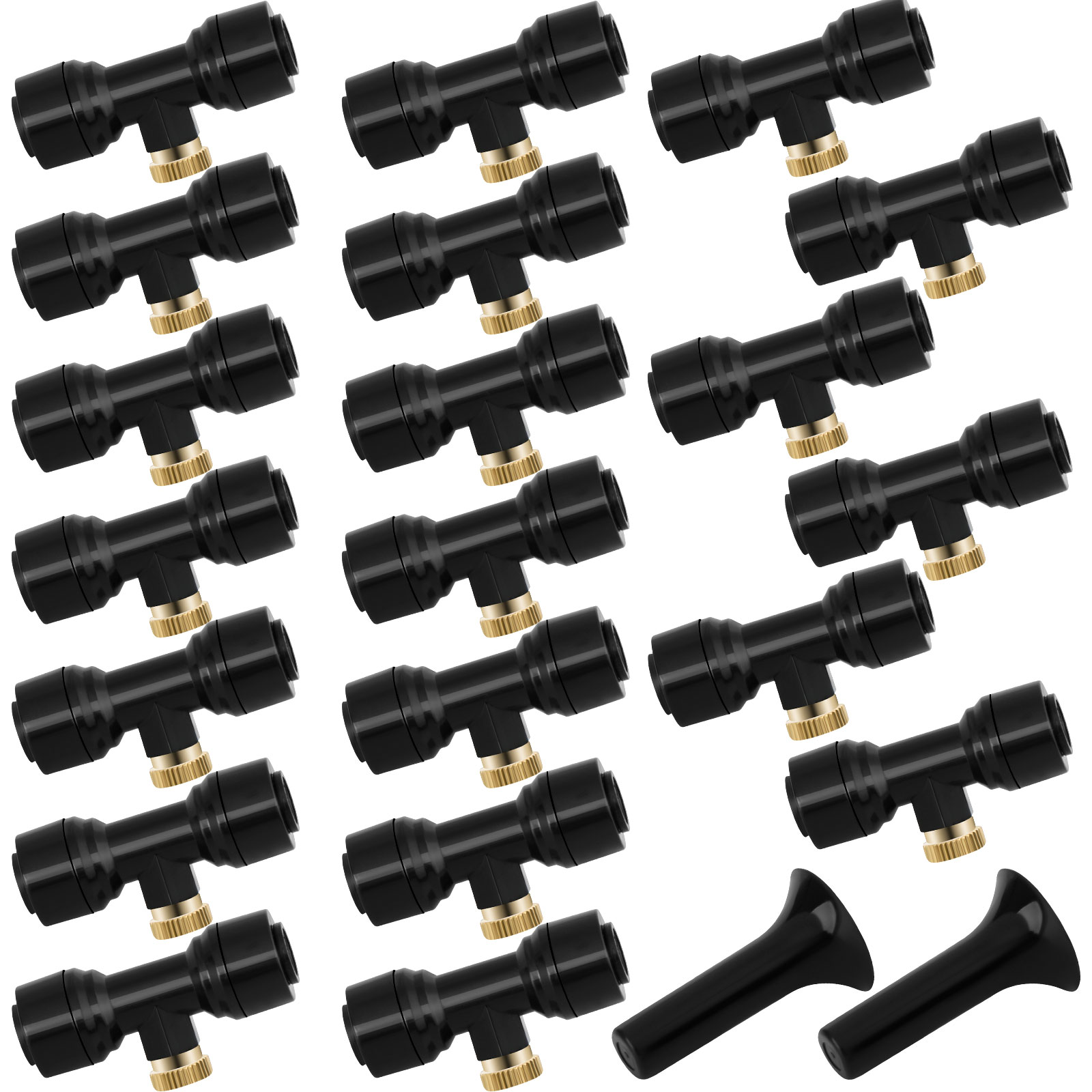 20Pack Brass Misting Nozzles 1/4 Inch Slip Lock Mister Nozzle Thread Misting Kit