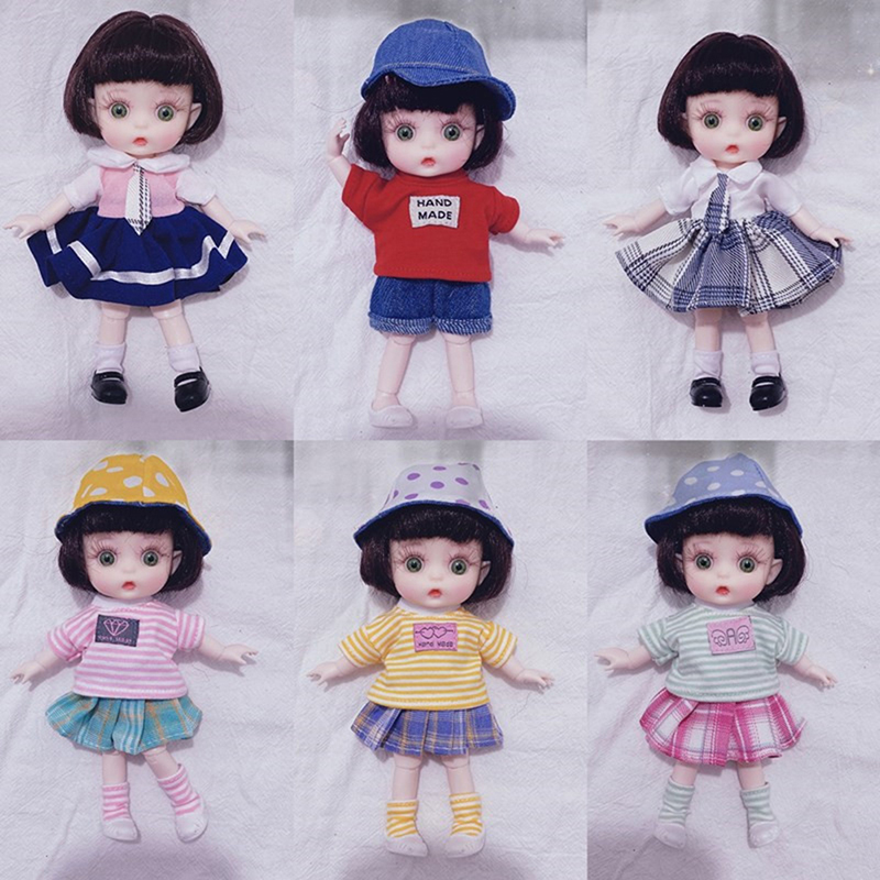 Clothes For dolls 16-17cm OB11 Doll Clothes T-shirt Dress 1/8 Dolls Accessor H❤W