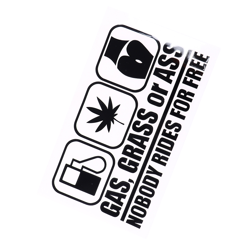 Adesivi Auto Divertenti Erba Gas o Asso Nessuno Rides Impermeabili Gratuitamente Dec Gz ❤XH