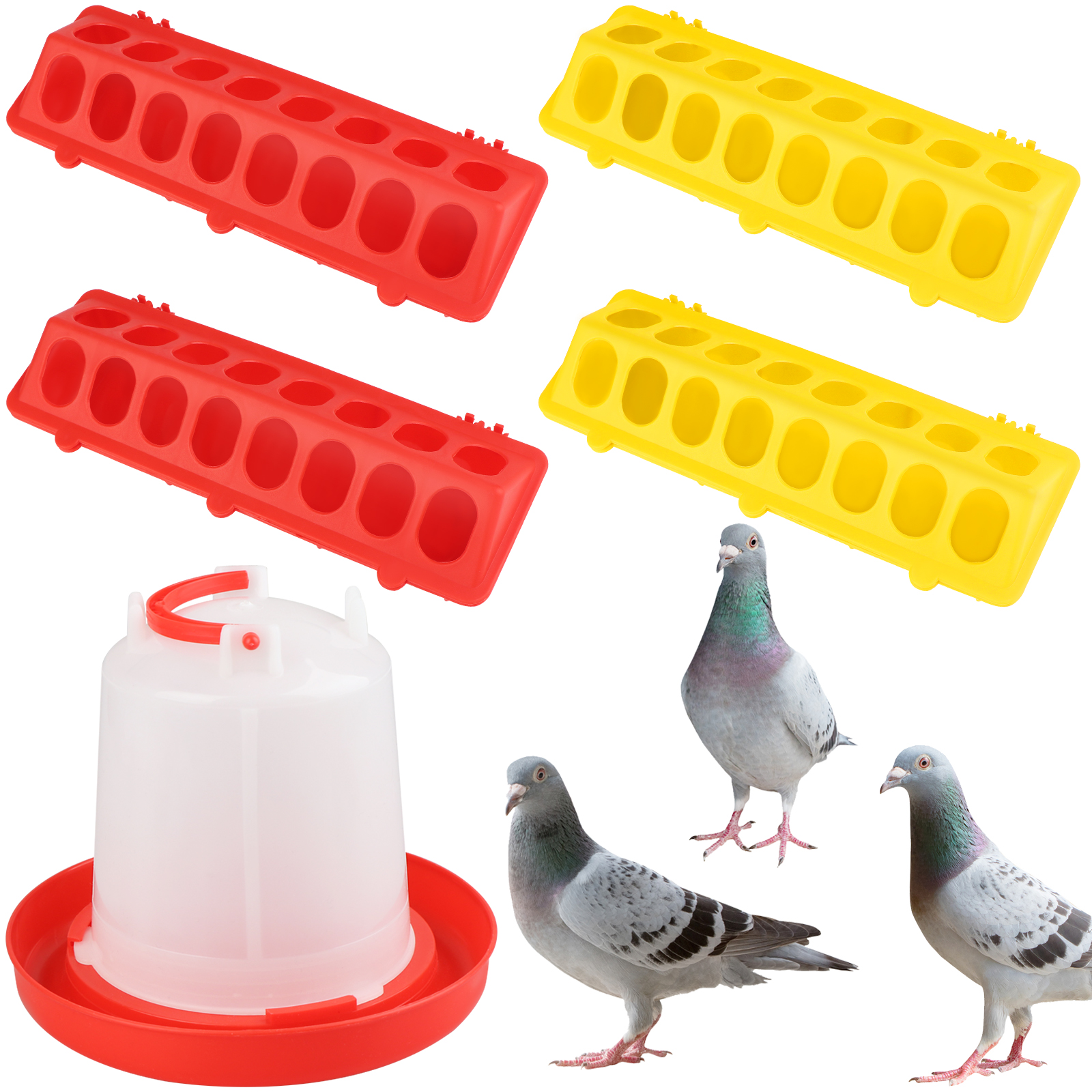 6 Plastic Flip Top Small Poultry Feeder for Pigeon Chicken Feeder Drin-tz