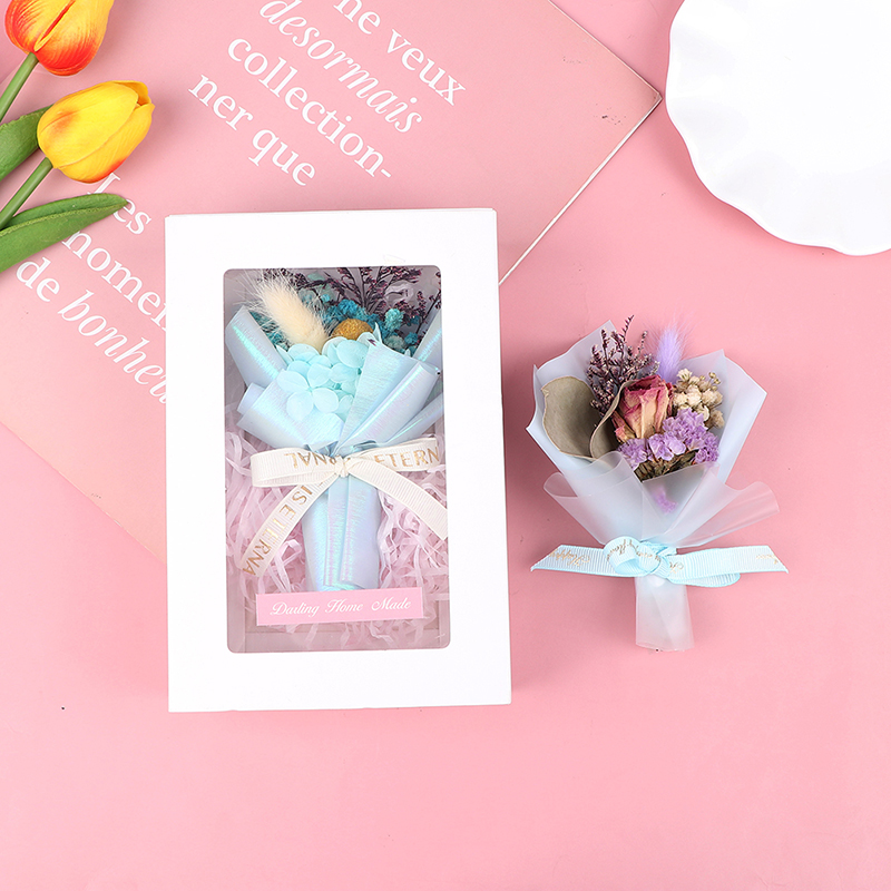 1:12 Dollhouse Miniture Bouquet Flower Model Gift With Box Decor Accessories Pe