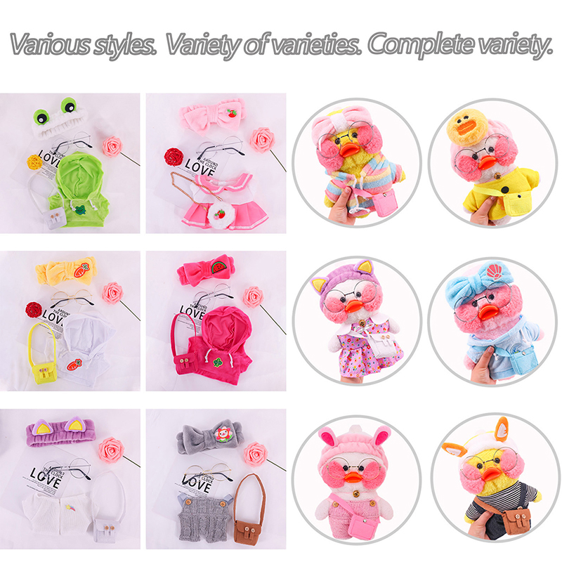 4Pcs/set Doll Clothes For 30cm Yellow Ducks Plush Doll Clothes Doll Accessori Pe