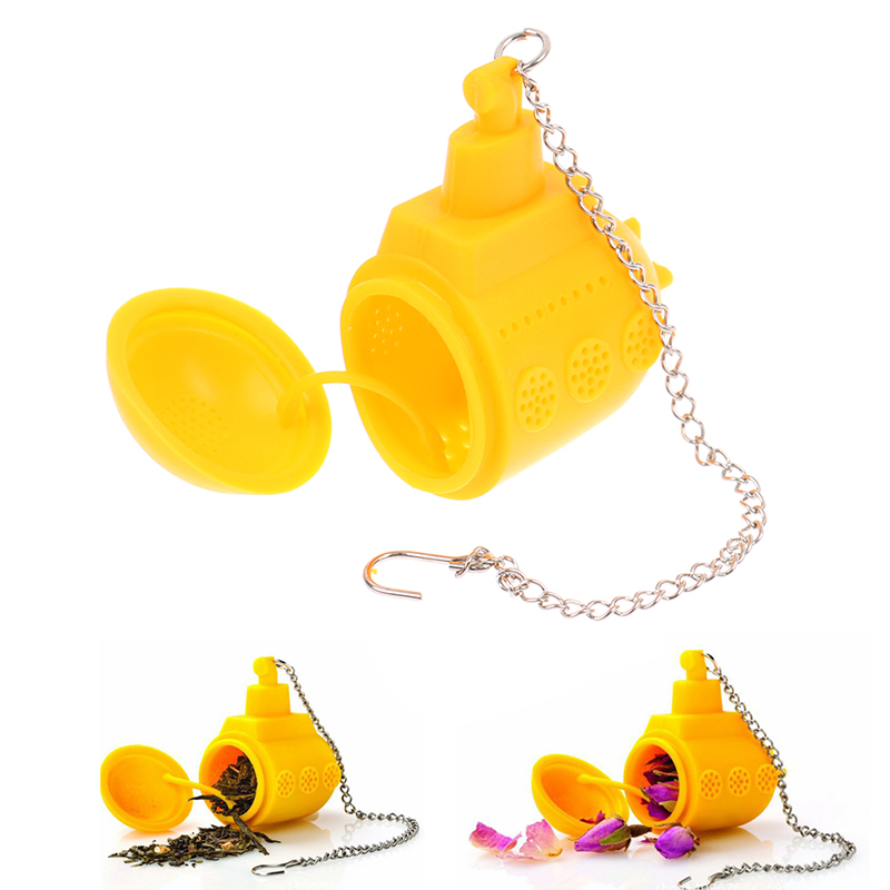 Colino infusore tè a forma di sottomarino bustina da tè in silicone filtro foglie diffuso XI Th