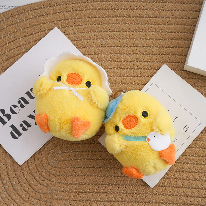 1Pc Cute Little Yellow Chicken Pendant Plush Toy Doll Bag Pendant Keychain Do ba
