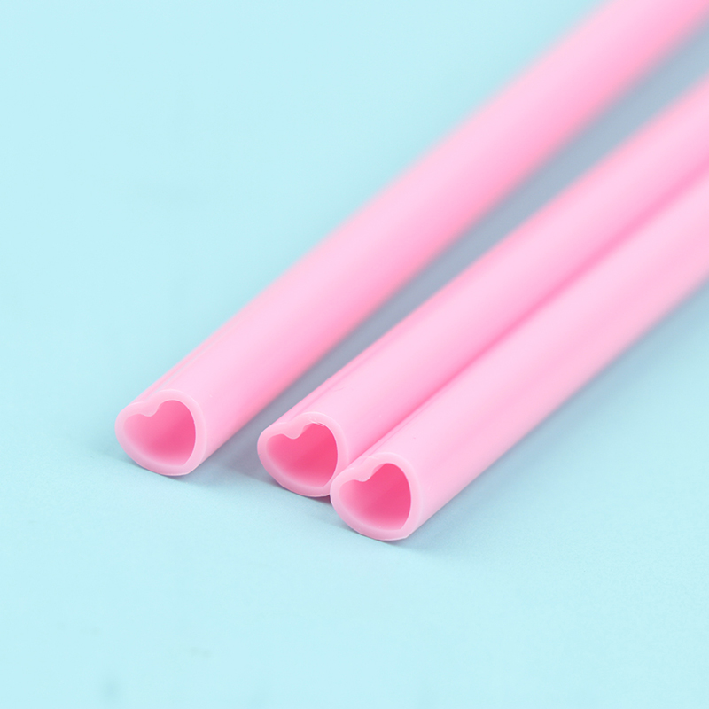 25Pcs Smoothie Straws Heart shaped Pink Straws Drinking Cute Plastic ...