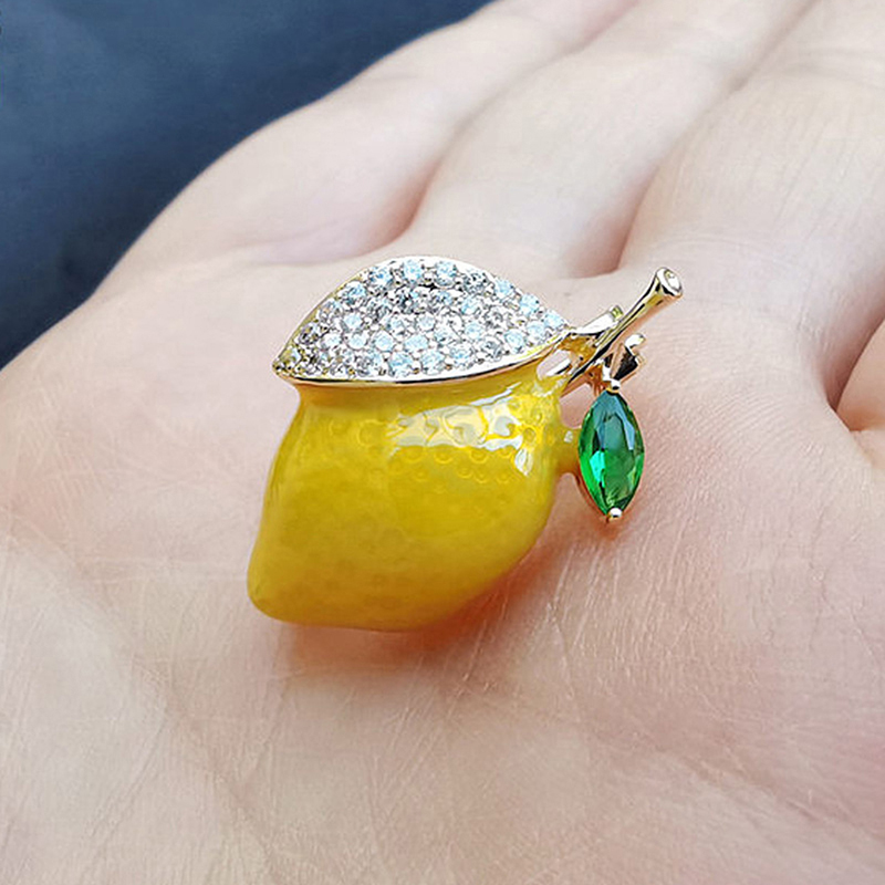 Enamel Yellow Lemon Brooches For Women Wedding Party Causal Brooch Pins ...