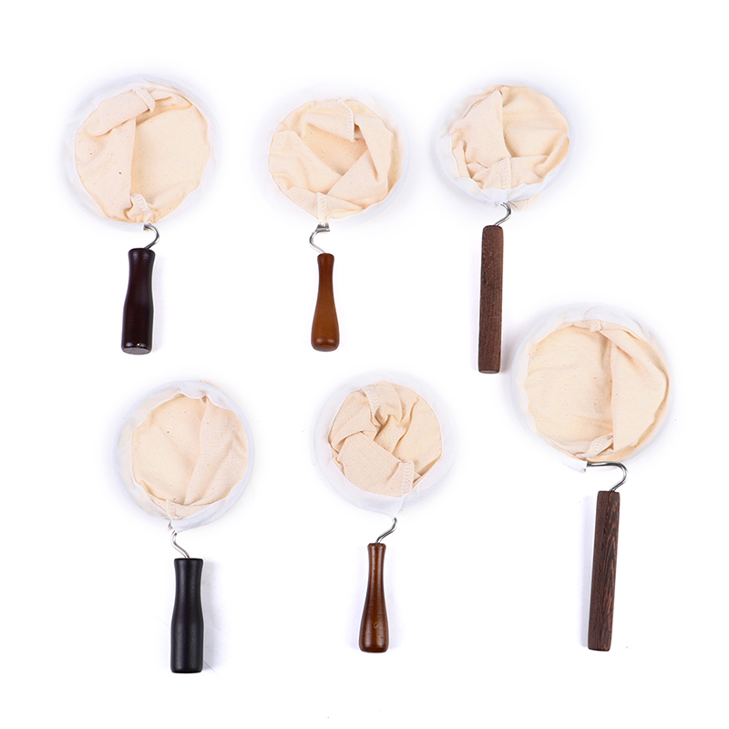 Reusable Coffee Filter Bag Wooden Handle Flannel Cloth Strainer Dropping Mesh ba