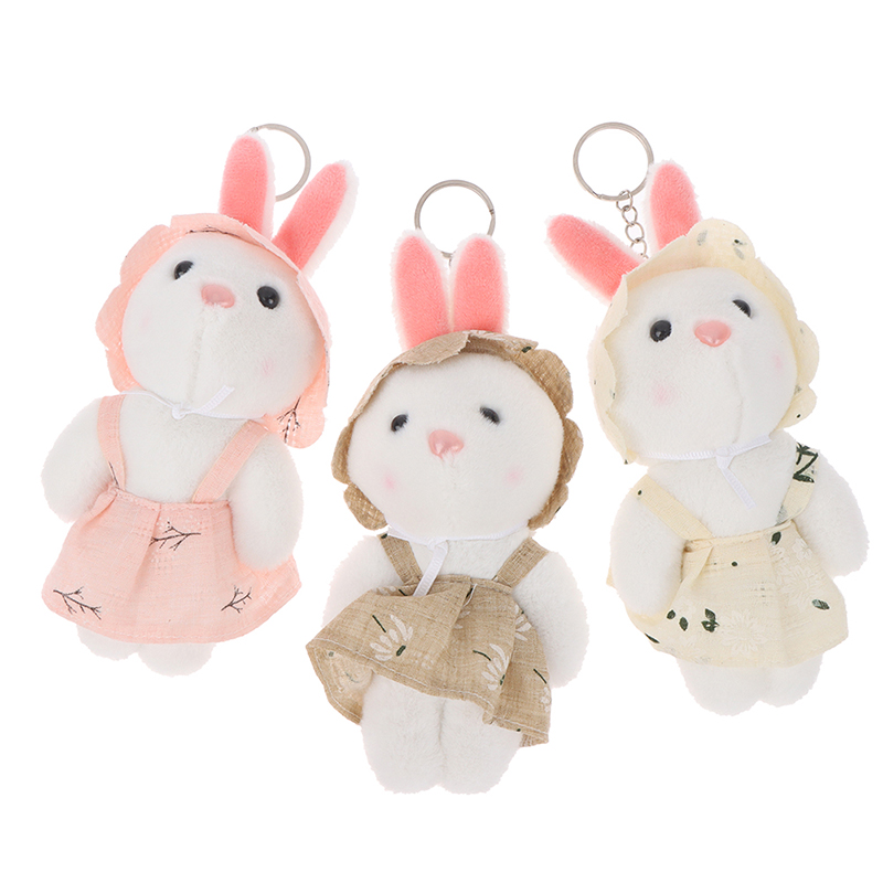 New Pastoral Rabbit Plush Stuffered Toy Doll Cartoon Rag Doll Keychain Pendan Pe