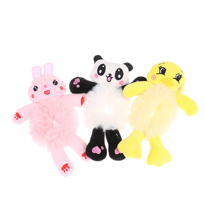 Plush Hair Rope Frog Rabbit Panda Elastic Ponytail Holder Scrunchies ...