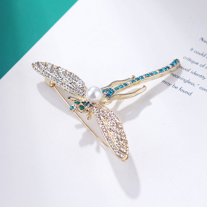 Pearl Rhinestone Dragonfly Brooch for Women Baroque Trendy Elegant ...