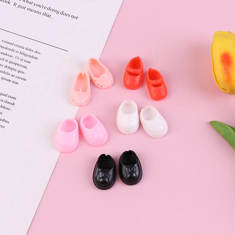 5 Pairs 2.5CM Doll Shoes for 16-17cm Dolls Cute Rabbit Pattern Flat PVC Shoes Pe