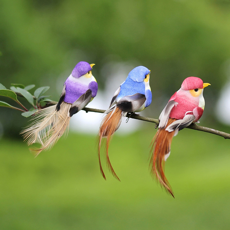 1Pc Artificial Bird Simulation Feather Birds Model Garden Decor ...