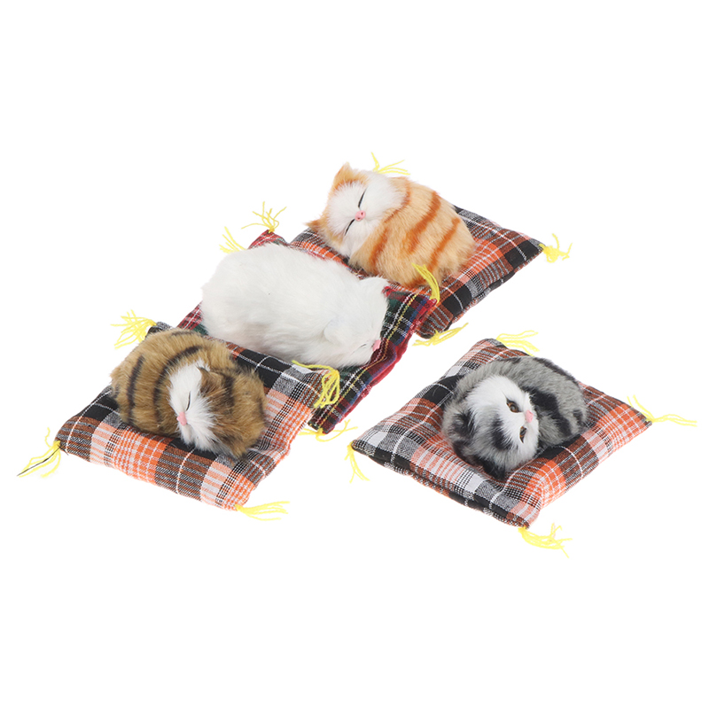 Car Ornaments Simulation Sleeping Cats Decor Plush Doll Auto Accessories Pe