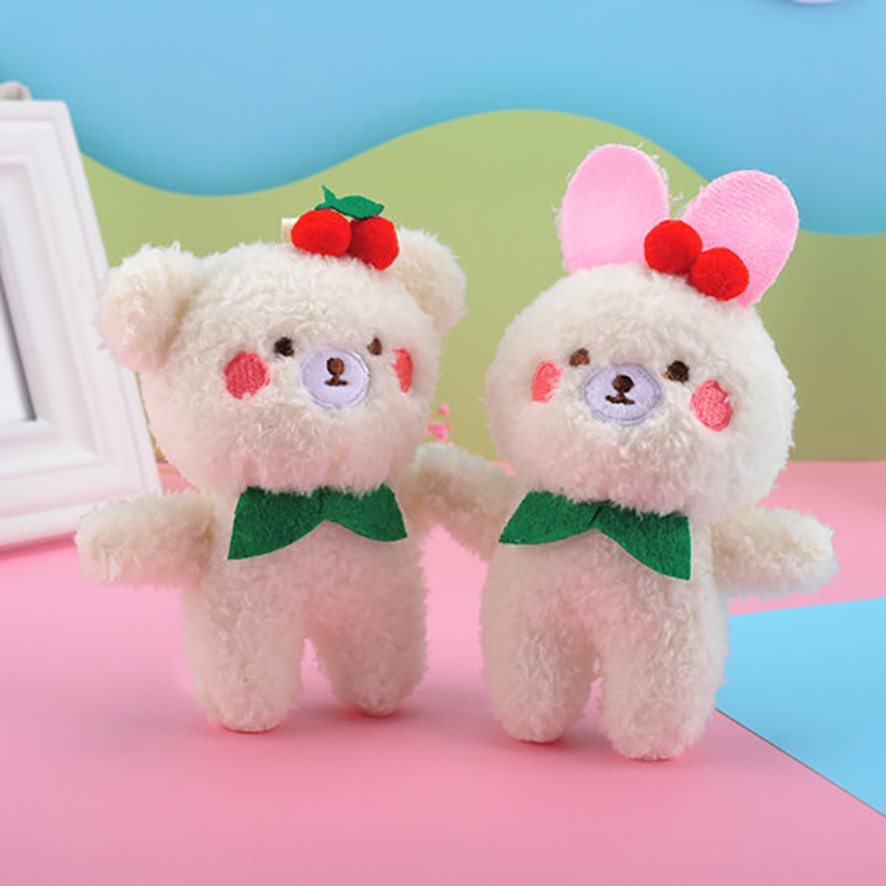 Cute Cartoon Plush ​Doll Cherry Rabbit Bear Keychain Backpack Pendant Decorat ba