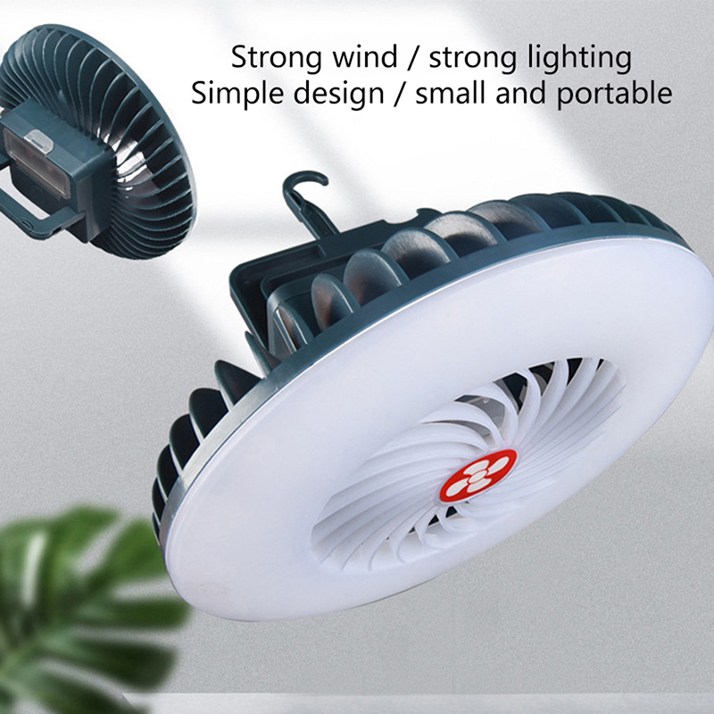 Ventilatore da campeggio portatile lanterna LED mini ventola da scrivania USB lampada ricaricabile gancio Th