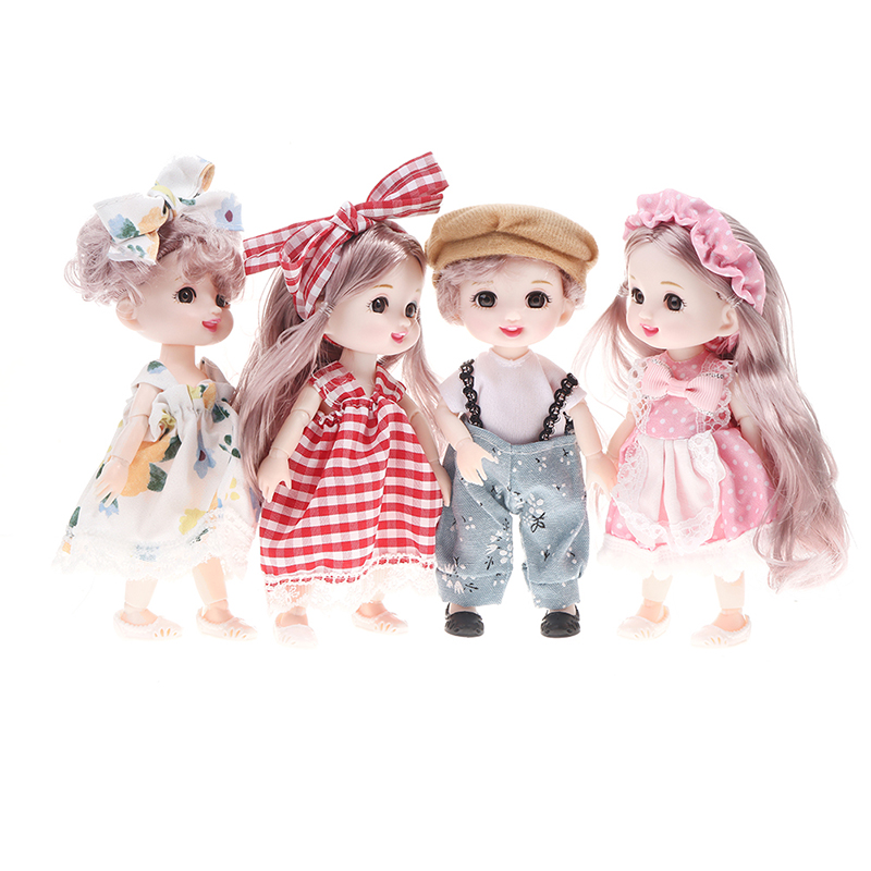 New 17 cm Mini Girl Baby Doll With 13 Movable Joint 3D Big Eyes For Girls DIY Pe