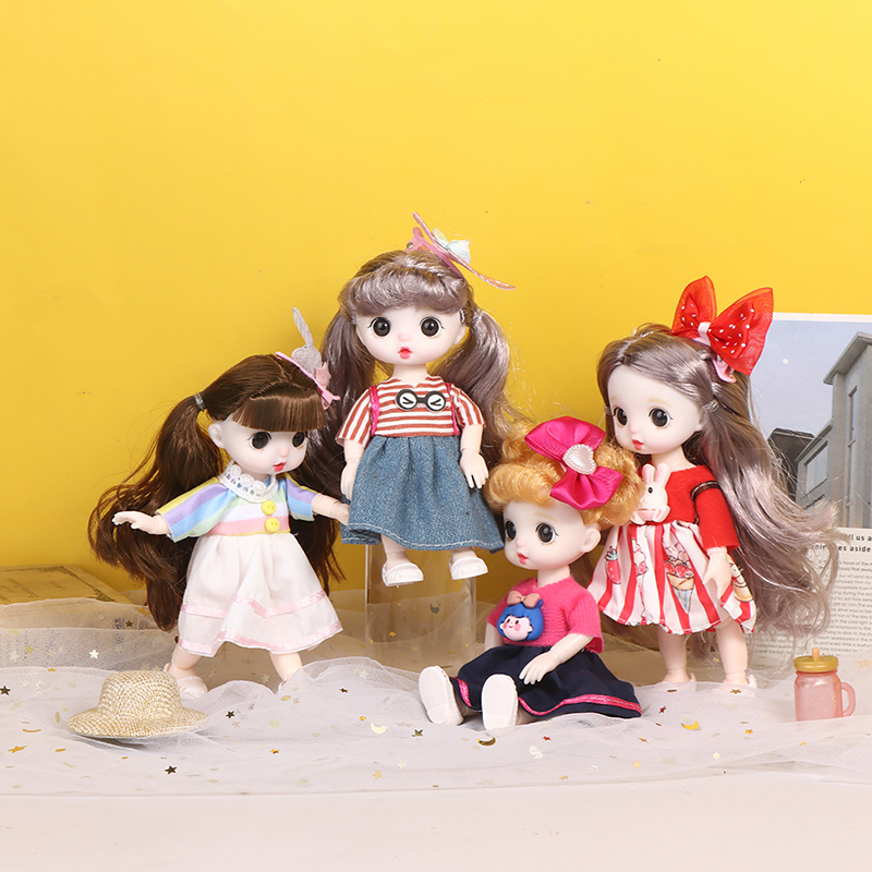 New Mini 16cm 13 Movable Joint Girl Baby Doll With 3D Eyes Beautiful DIY Toy ba