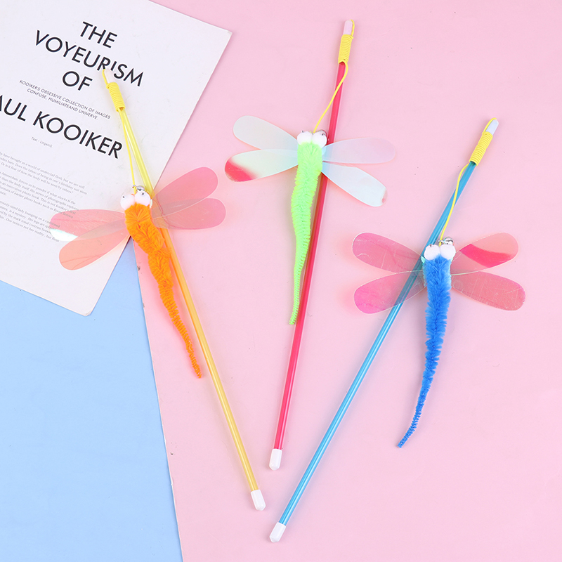 Nuovo gatto Teaser stick paillettes occhi grandi libellula gatto giocattolo interattivo Teaser stick