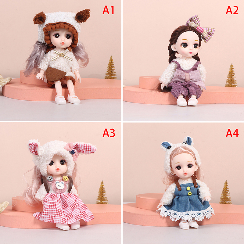 16cm Mini Movable Joint Dolls DIY Toy Doll With Clothes Dress Up For Girl Toy Pe