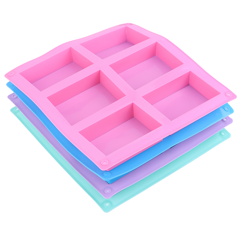 6 Cavity Square Plain Soaps Mold Rectangle DIY Handmade Soap Form Tray ...