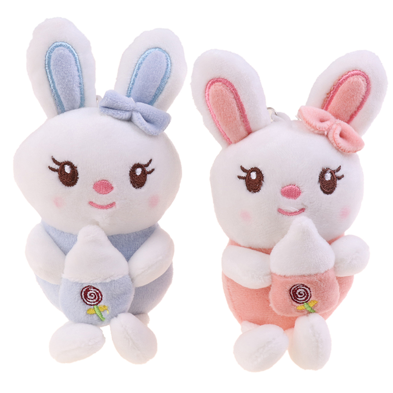 12cm Cute Feeding Bottle Rabbit Plush Stuffed Doll Keychain Bag Pendant Decor ba