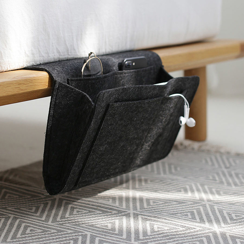 Felt Bedside Storage Bag Pouch Bed Bag Sofa TV Remote Control Storage ...