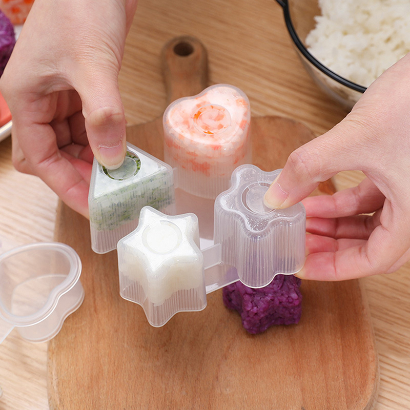 Four Shapes Plastic Sushi Rice Ball Maker Mould Onigiri Mold Set Kitchen Gadgets