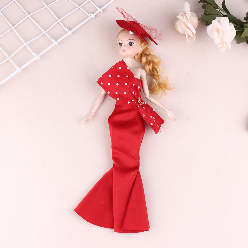 1:6 Miniature Dollhouse Simulation Dressup Red Evening Dress DIY Accessories Pe