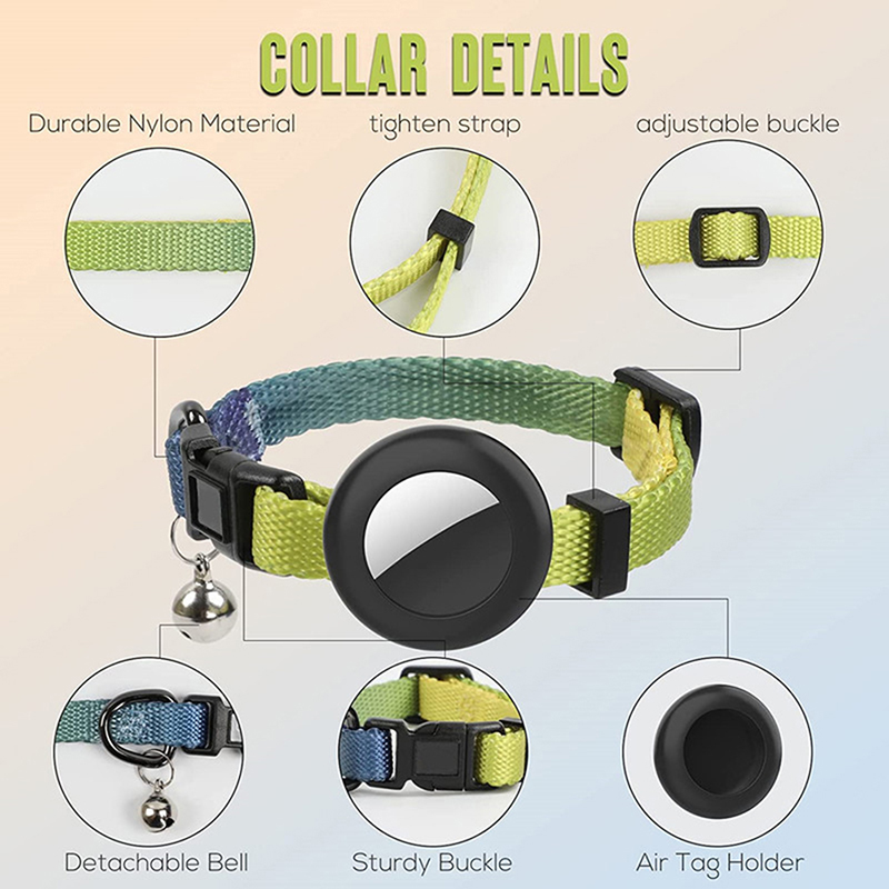 Airtag Pets Collar Holder Rainbow Gradient Apple Airtag Case Dog Cat Collar ba