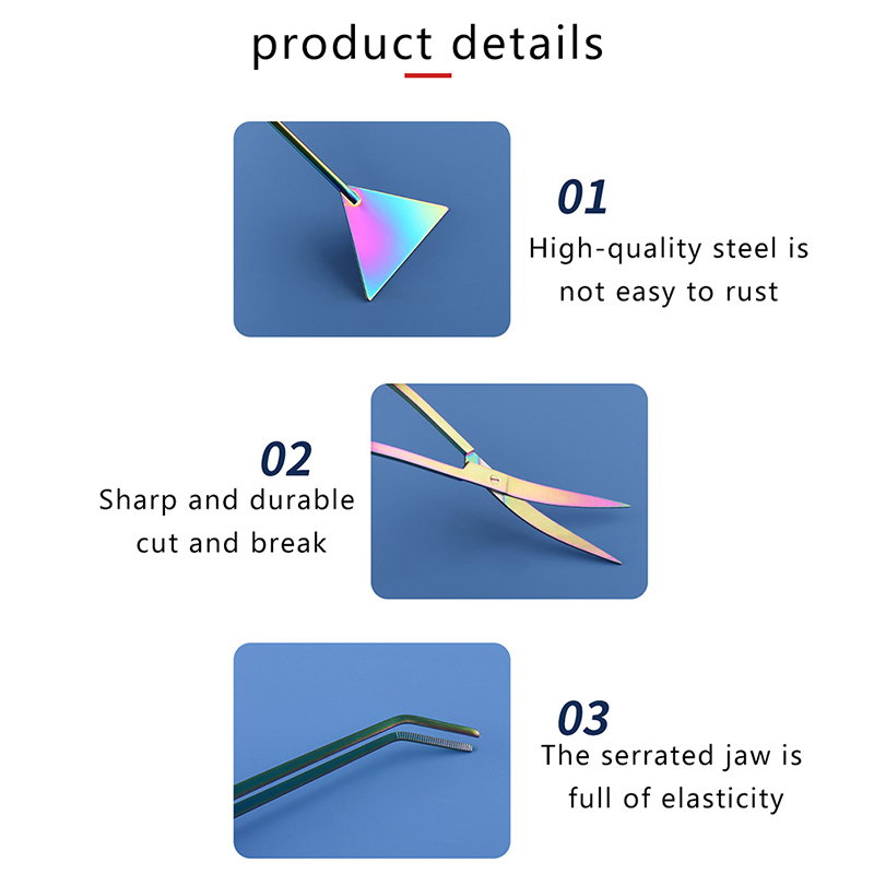 Aquarium Scissor Tweezer Tools Colorful Water Grass Fish Tank Plants Scissors ba